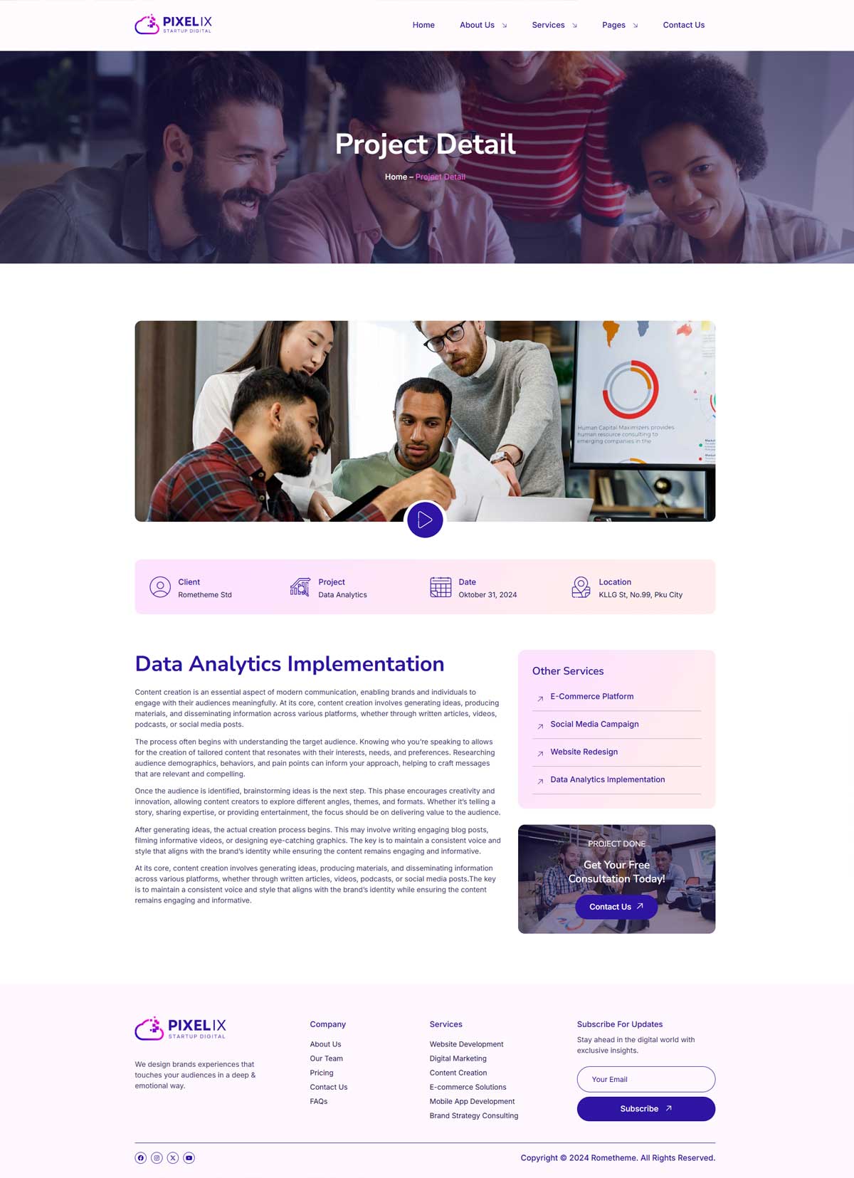 Pixelix - Startup Digital Agency Elementor Template Kit by Rometheme